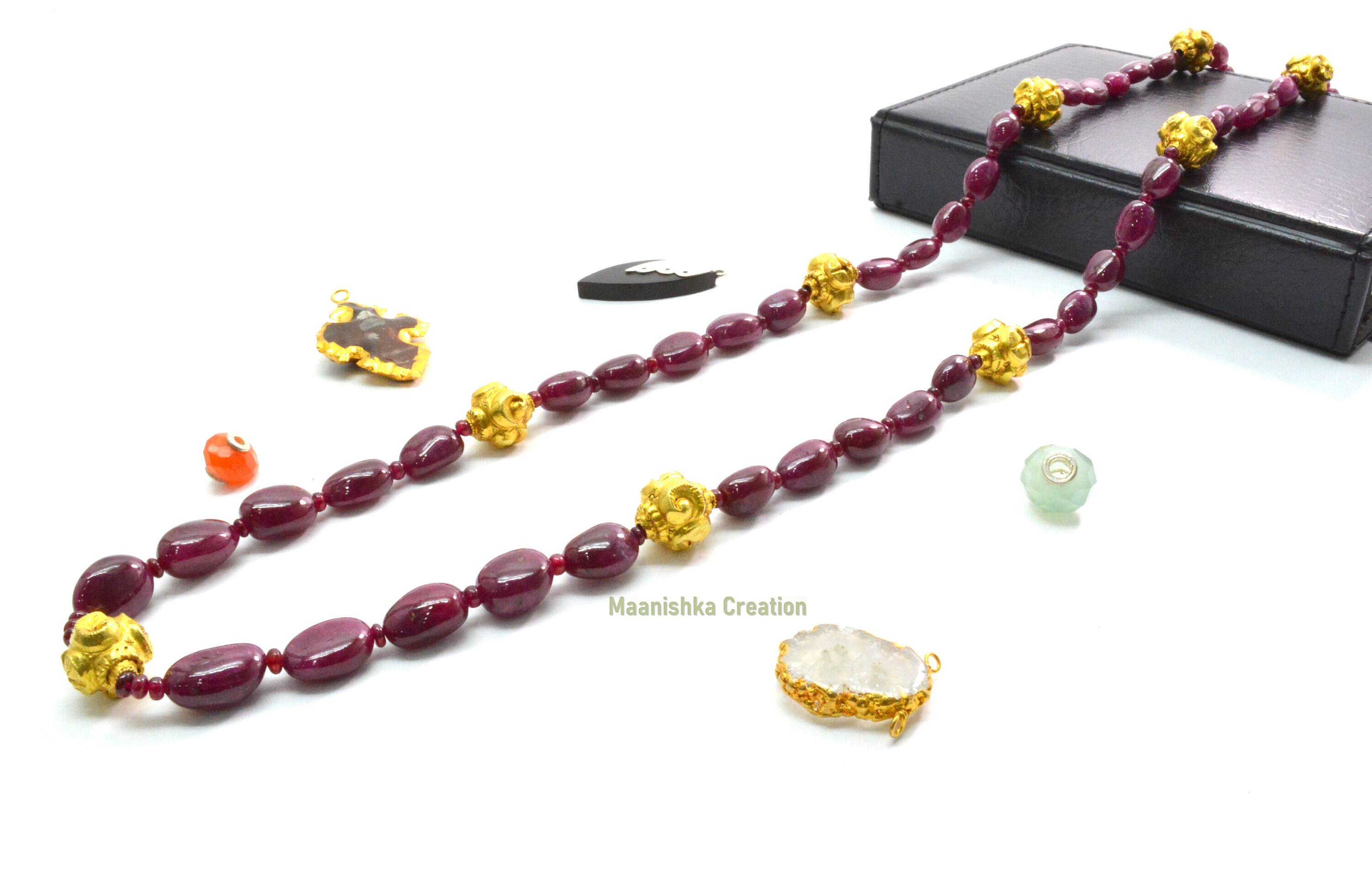 Beautiful Necklace 18K Solid Gold Rosary Chain With AAA Ruby | Etsy