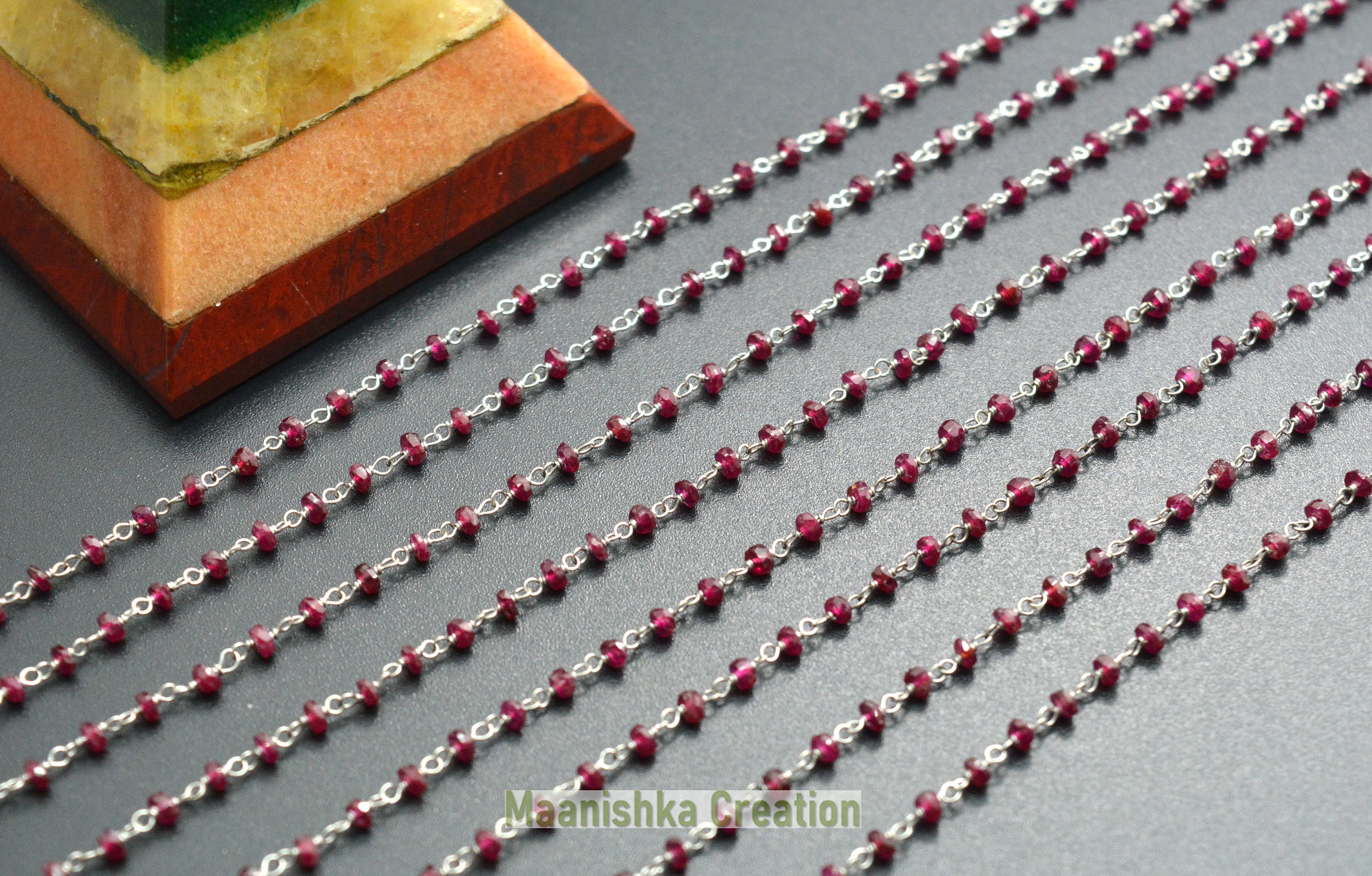 Gorgeous 2.5mm Ruby Rosary Chains With 14k Solid White Gold | Etsy