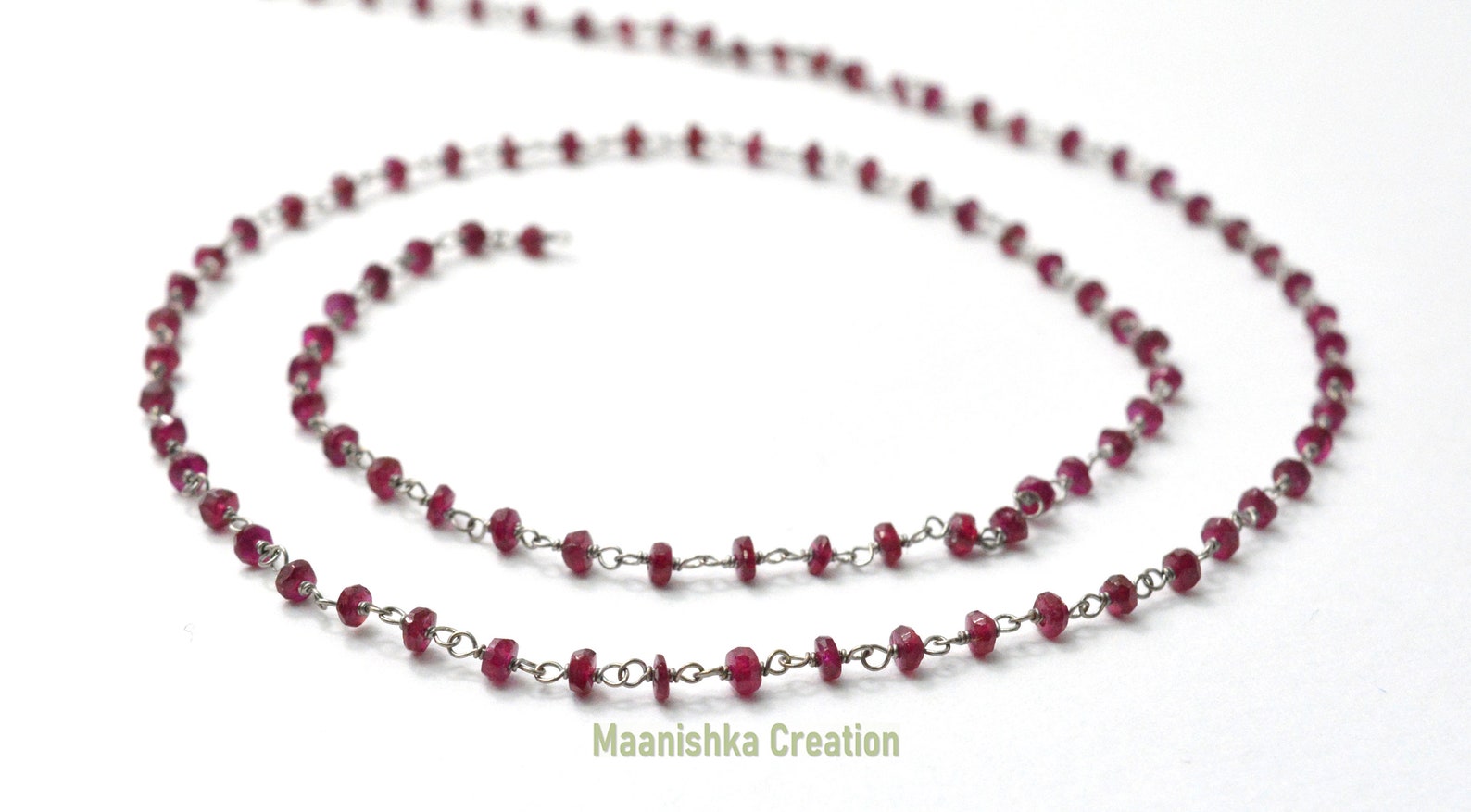 Gorgeous 2.5mm Ruby Rosary Chains With 14k Solid White Gold | Etsy