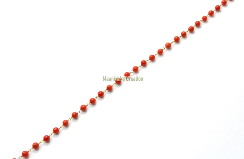Amazing 3.5mm Coral Rosary Chains With 18k Solid Gold-made in | Etsy