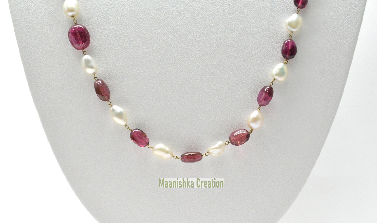 Modest & Beautiful Necklace in Pearl and Rubelite Smooth With - Etsy