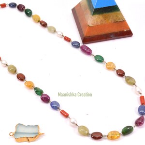 Modest Natural AAA Quality Multi Stone in Mix Shape Chain Necklace 14K ...