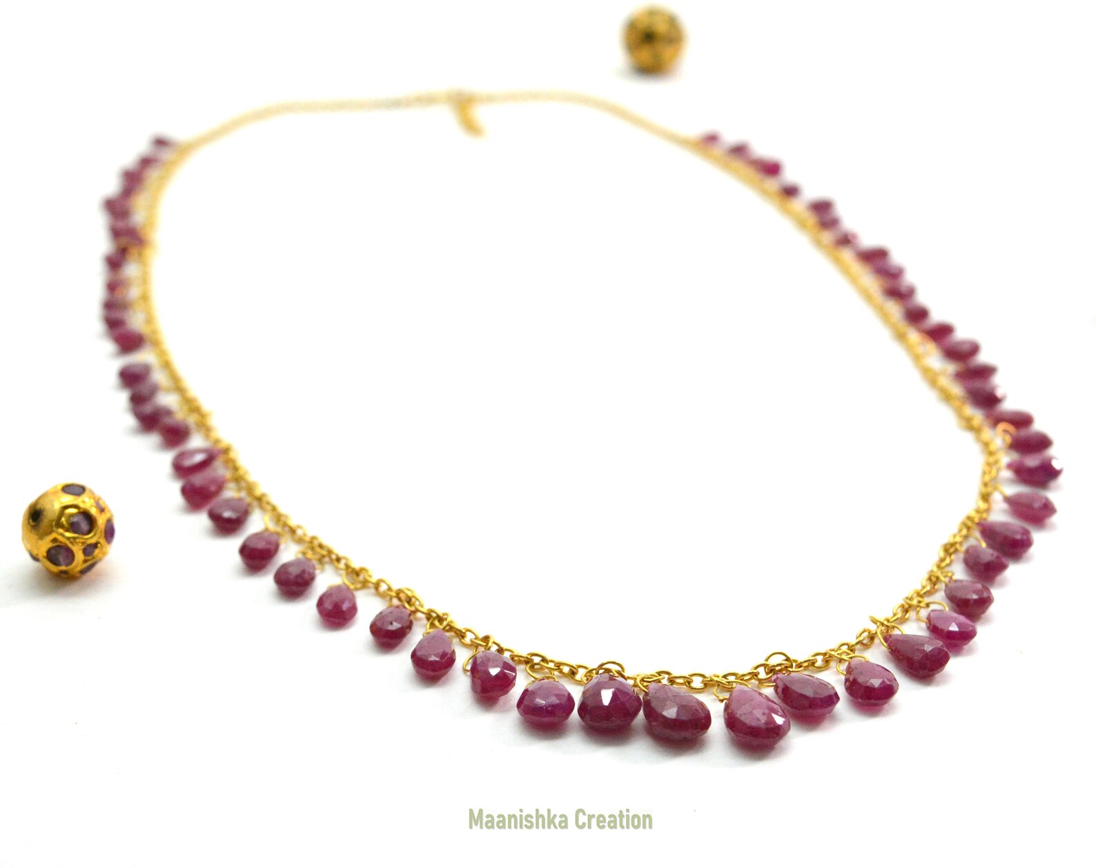 Handmade Amazing 18K Solid Gold Rosary Chain With AAA Ruby - Etsy