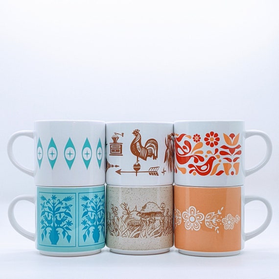 Pyrex Inspired Stackable Mugs - Etsy
