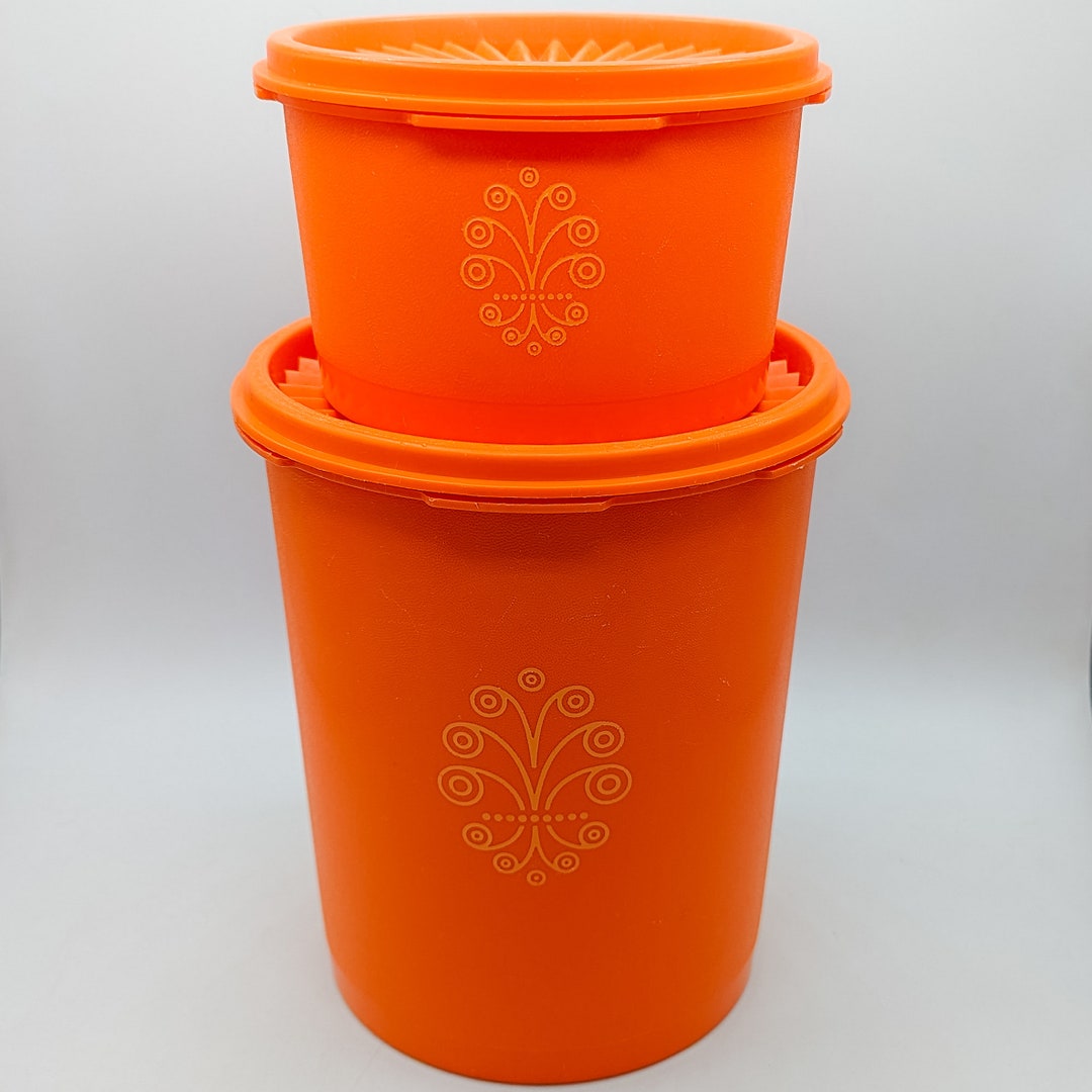 Vintage Servalier Tupperware Containers Bright Orange 2 Different Sizes ...