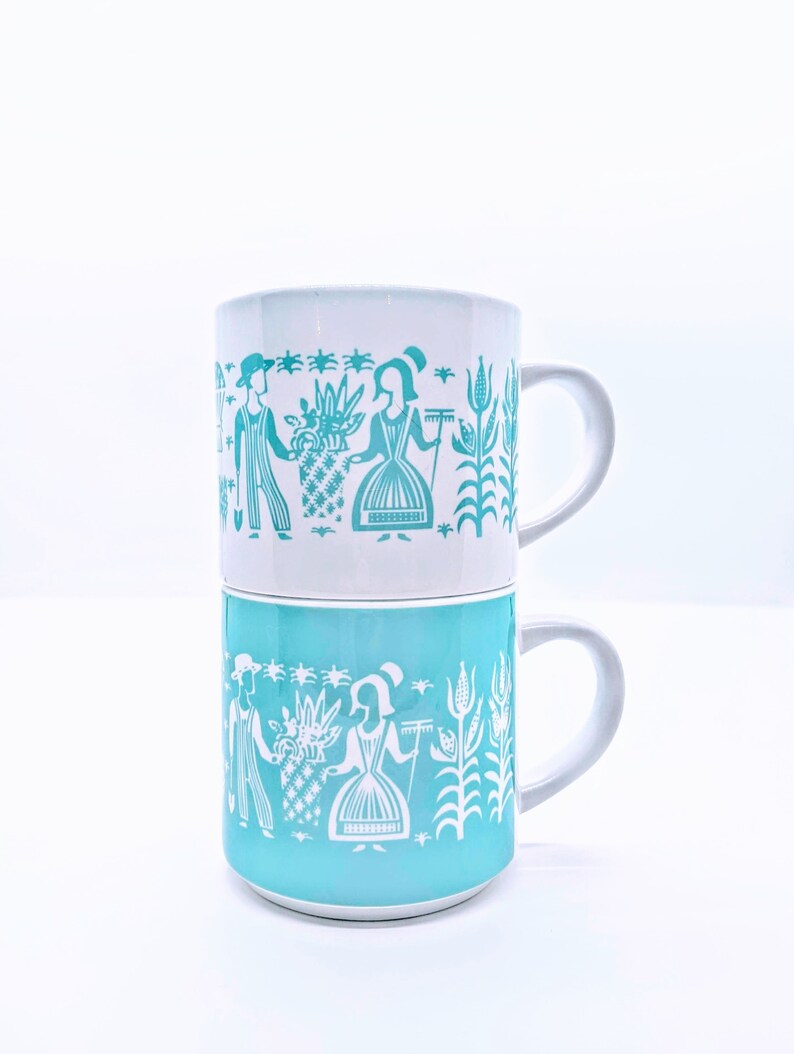 Pyrex Inspired Stackable Mugs - Etsy