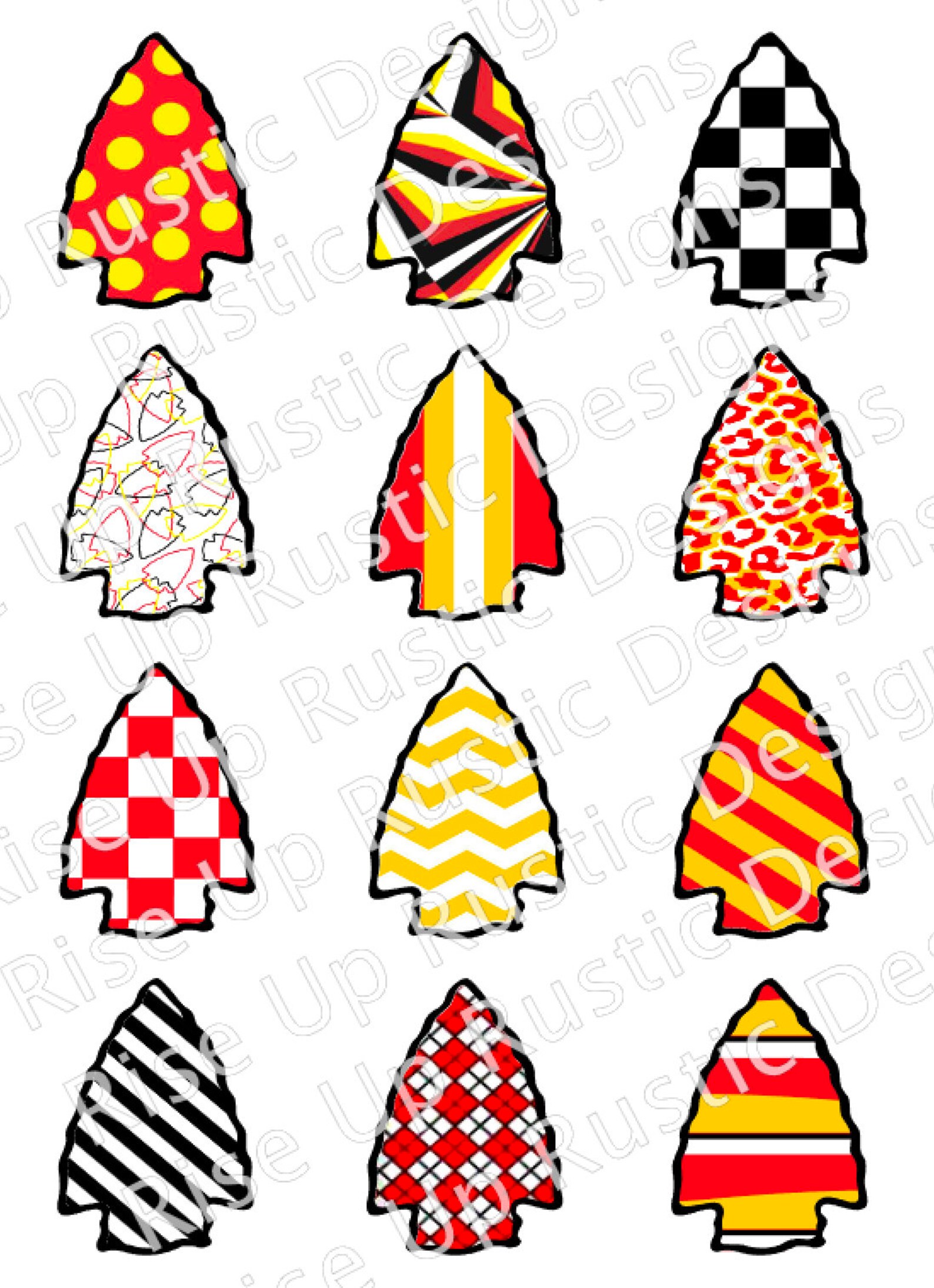 Chiefs Patterned Arrowheads PNG SVG JPEG Kansas City | Etsy