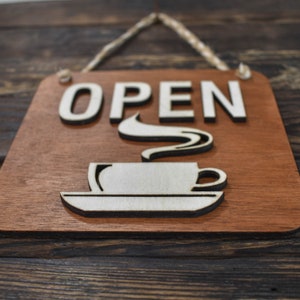 Open Closed Wooden Sign for Coffee Shop, Double Sided Sign for Store ...