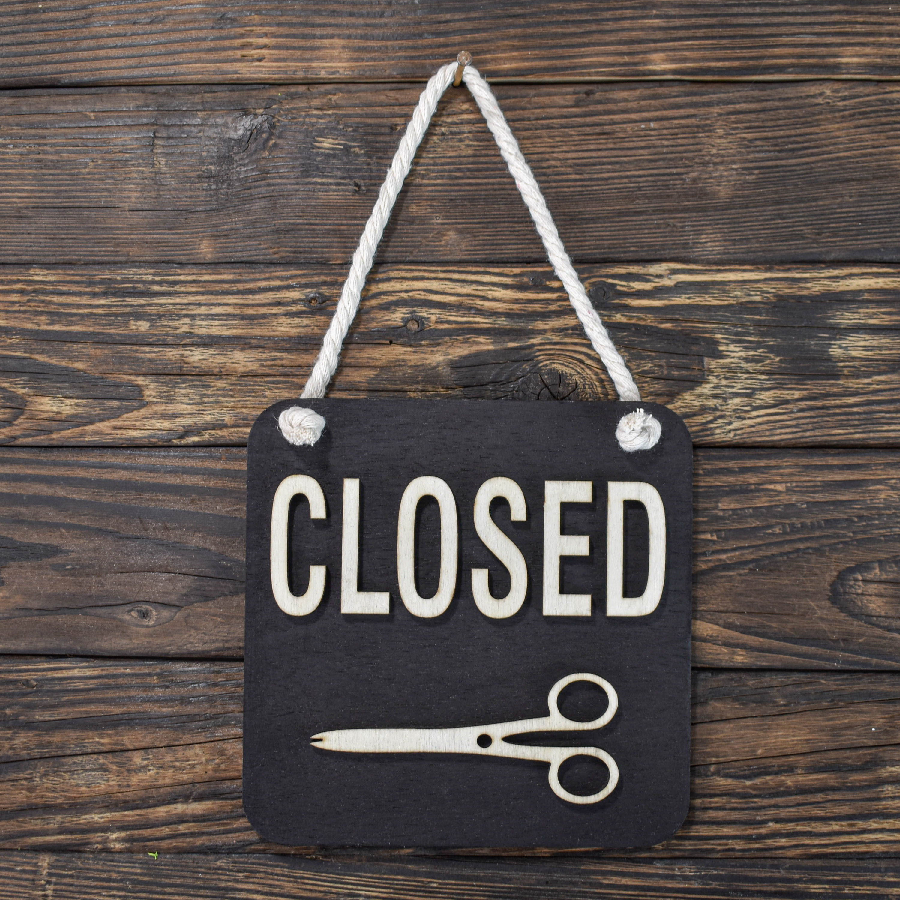 Open Closed Wooden Sign for Barber Shop, Double Sided Sign for Store ...