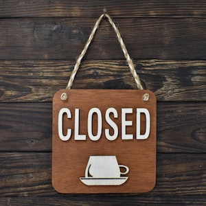 Open Closed Wooden Sign for Coffee Shop, Double Sided Sign for Store ...