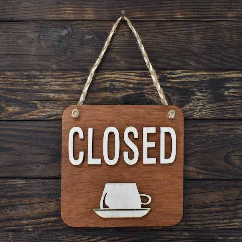 Open Closed Wooden Sign for Coffee Shop, Double Sided Sign for Store ...