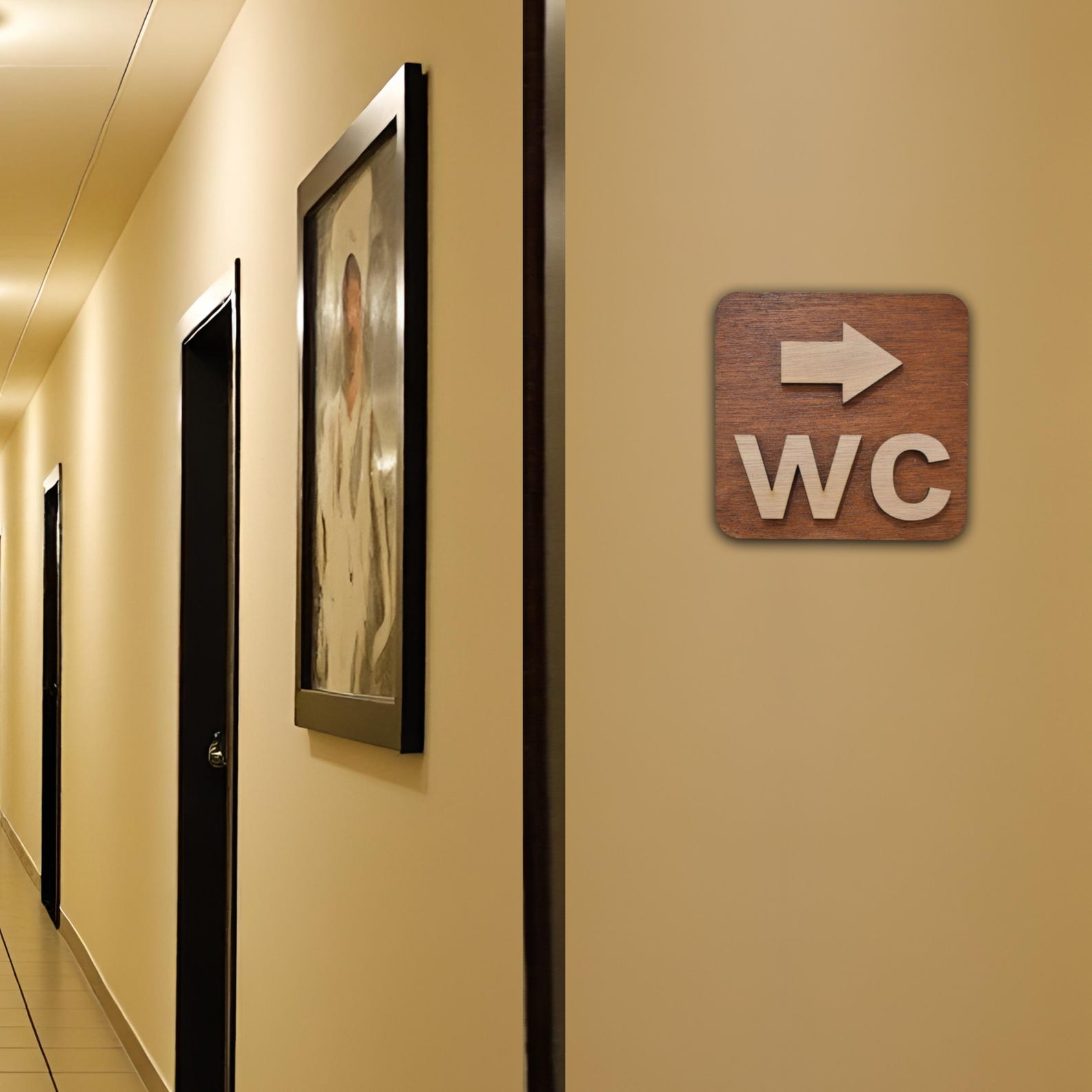 Wooden Bathroom Direction Sign , WC This Way Sign, Sign With Arrow for ...