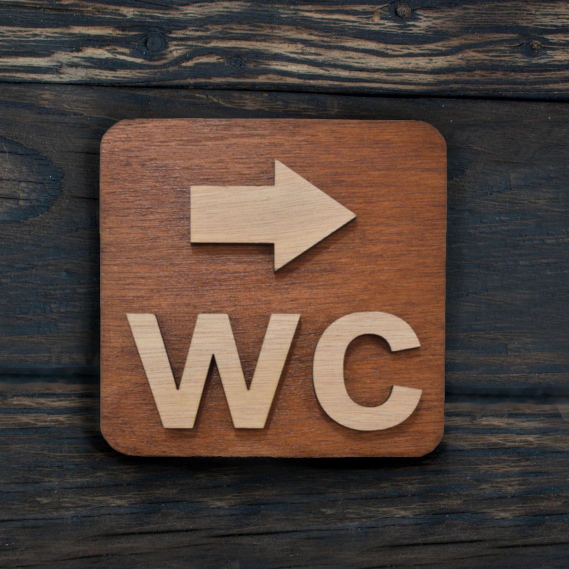 Wooden Bathroom Direction Sign , WC This Way Sign, Sign With Arrow for ...