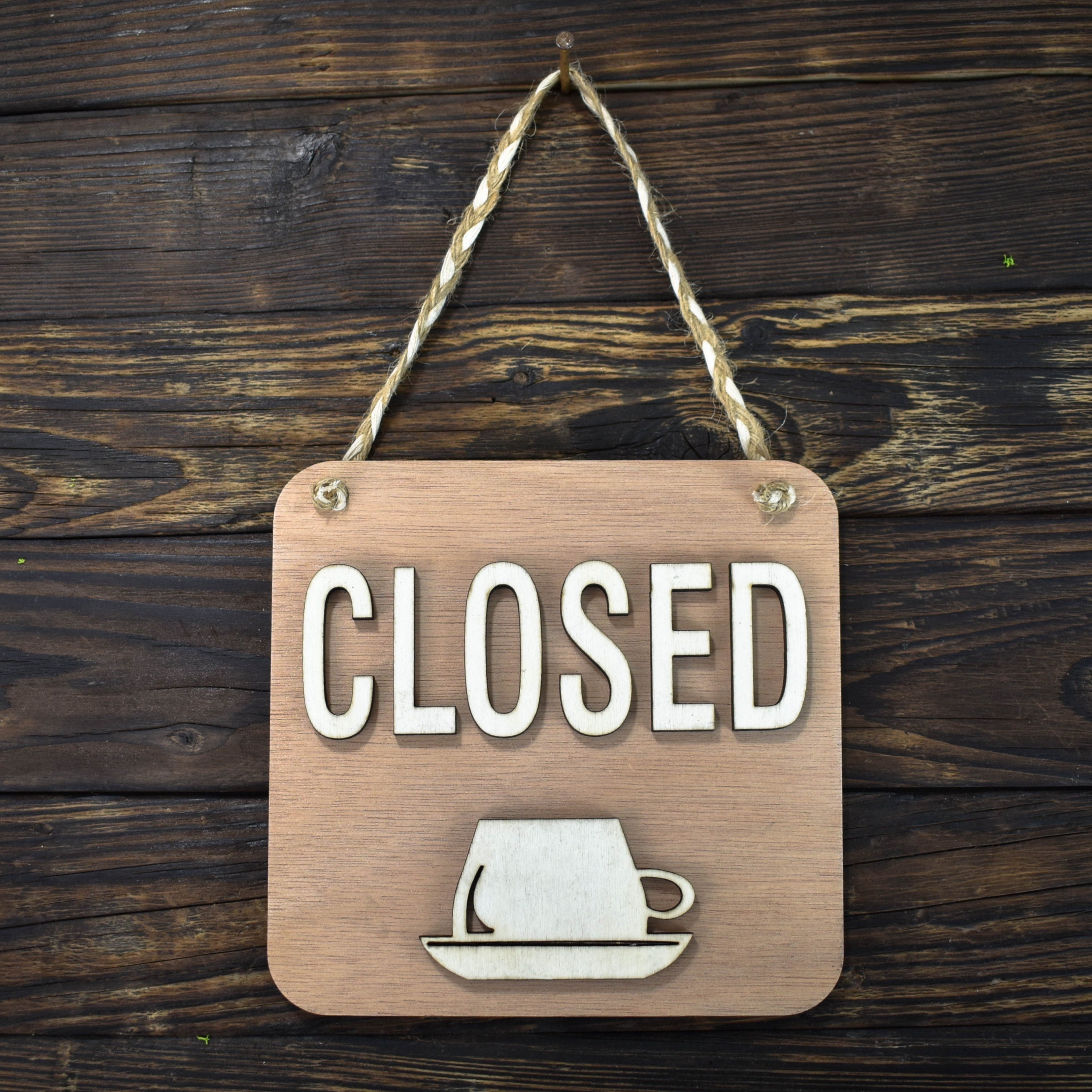 Open Closed Wooden Sign for Coffee Shop, Double Sided Sign for Store ...