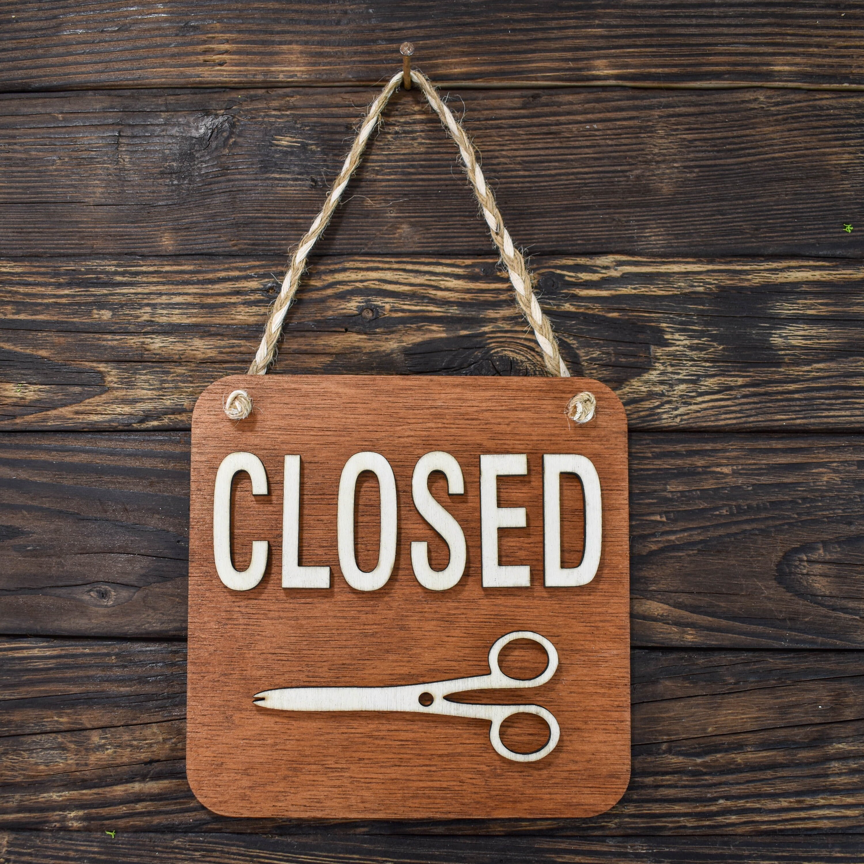 Open Closed Wooden Sign for Barber Shop, Double Sided Sign for Store ...