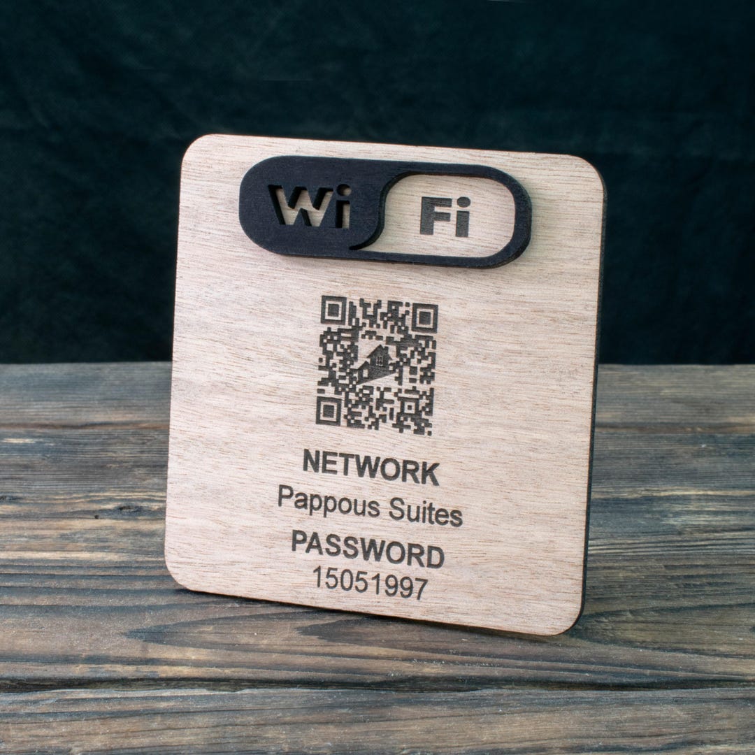 Custom Wooden Wifi Sign With QR Code for Airbnb, Hotel, Cafe ...