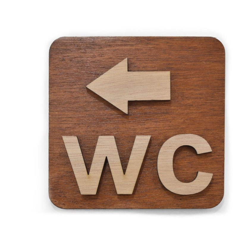 Wooden Bathroom Direction Sign , WC This Way Sign, Sign With Arrow for ...