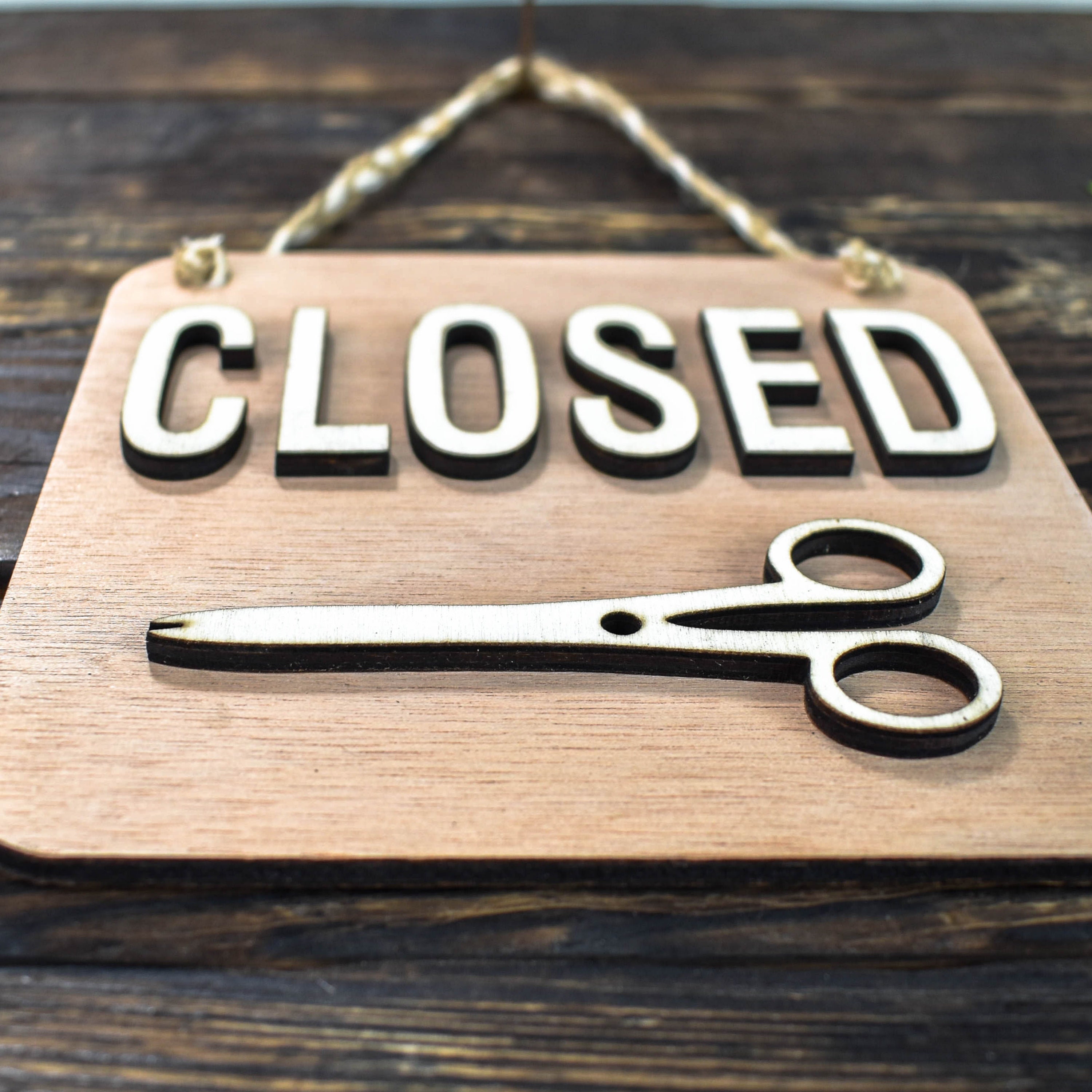 Open Closed Wooden Sign for Barber Shop, Double Sided Sign for Store ...