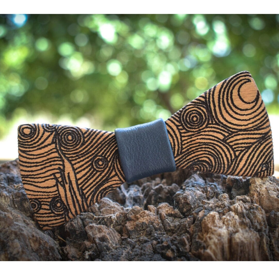 Engraved Wooden Bow Tie Starry Night, Artistic Bow Ties for Weddings ...