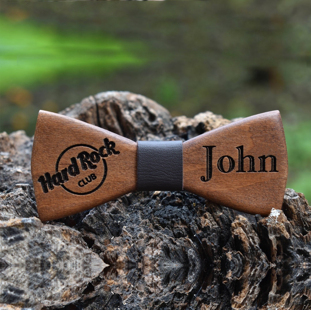 Wooden Bow Tie Personalised With Name and Business Name for Bartender ...