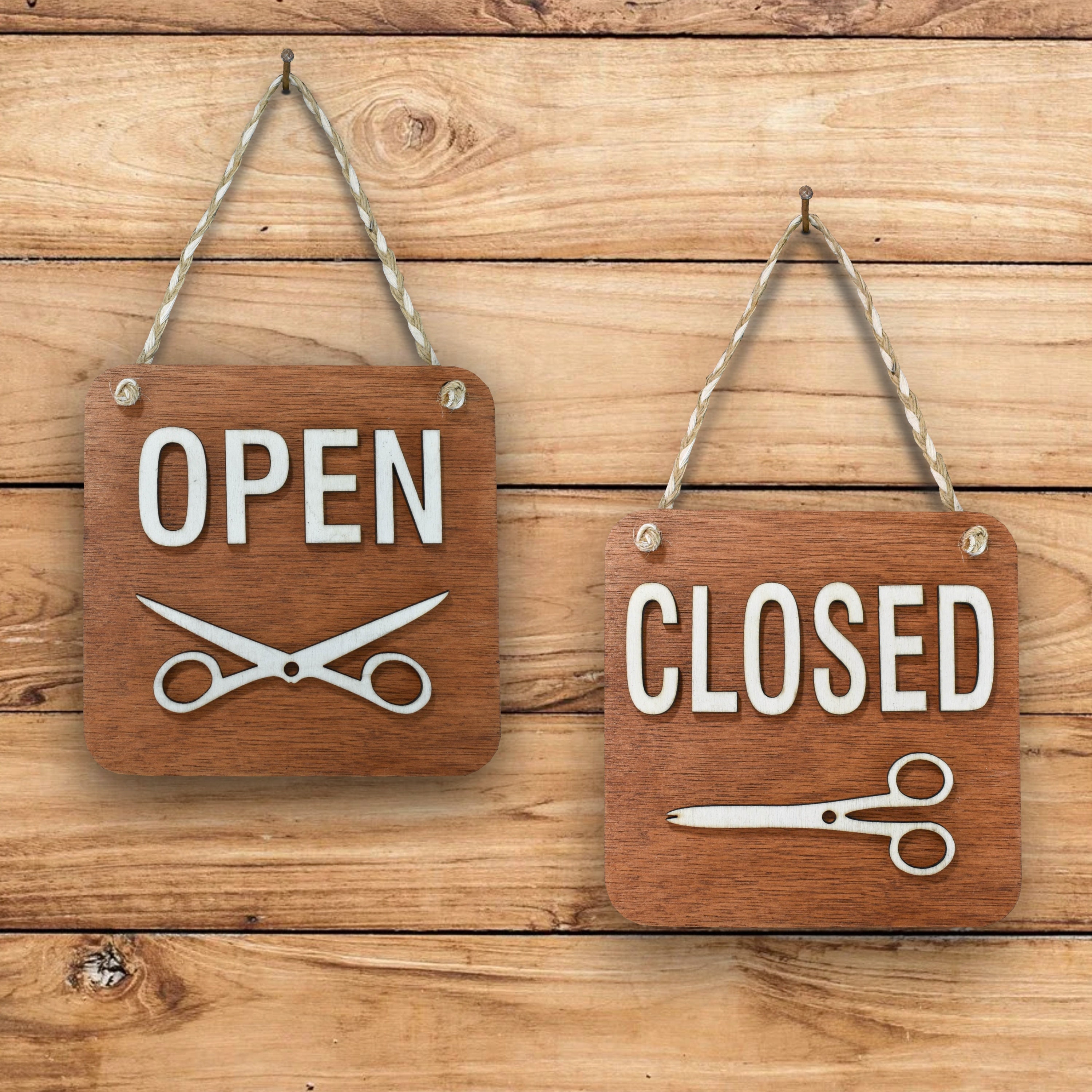 Open Closed Wooden Sign for Barber Shop, Double Sided Sign for Store ...