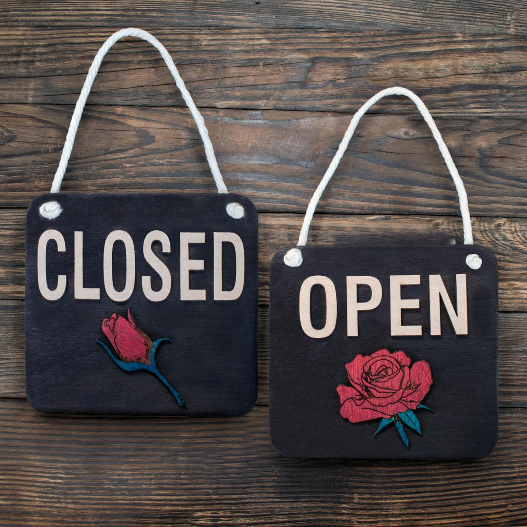 Open Closed Wooden Sign for Florist Shop, Double Sided Sign for Store ...