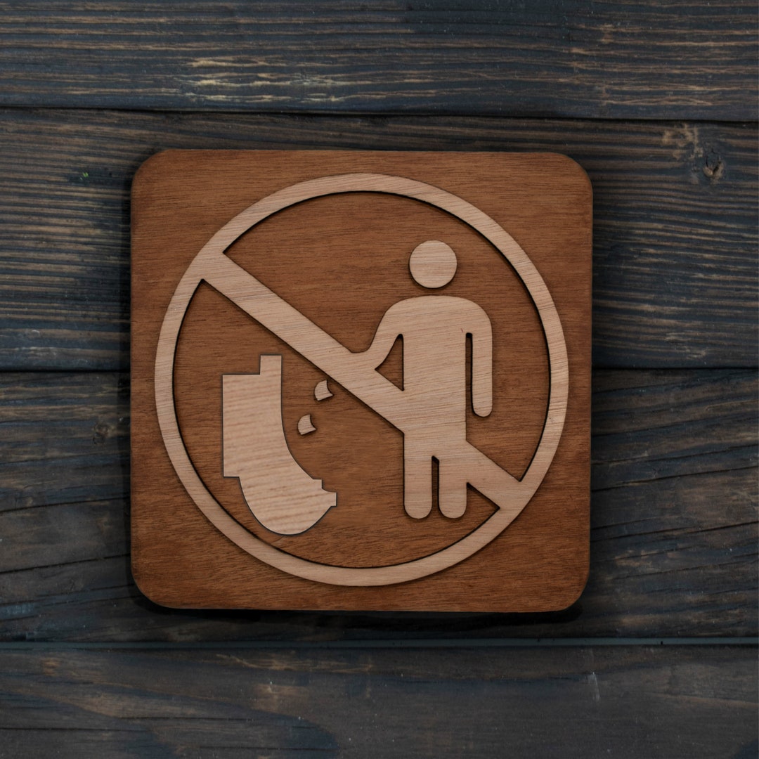 Wooden Sign No Paper in the Urinal for Hotel Airbnb - Etsy