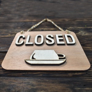 Open Closed Wooden Sign for Coffee Shop, Double Sided Sign for Store ...