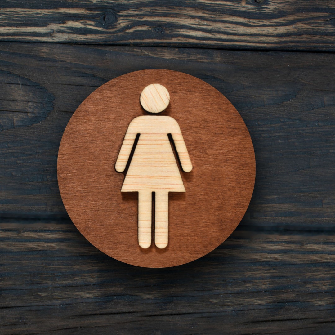 Round Wooden Bathroom for Women Sign , WC for Women Sign, Bathroom Sign ...