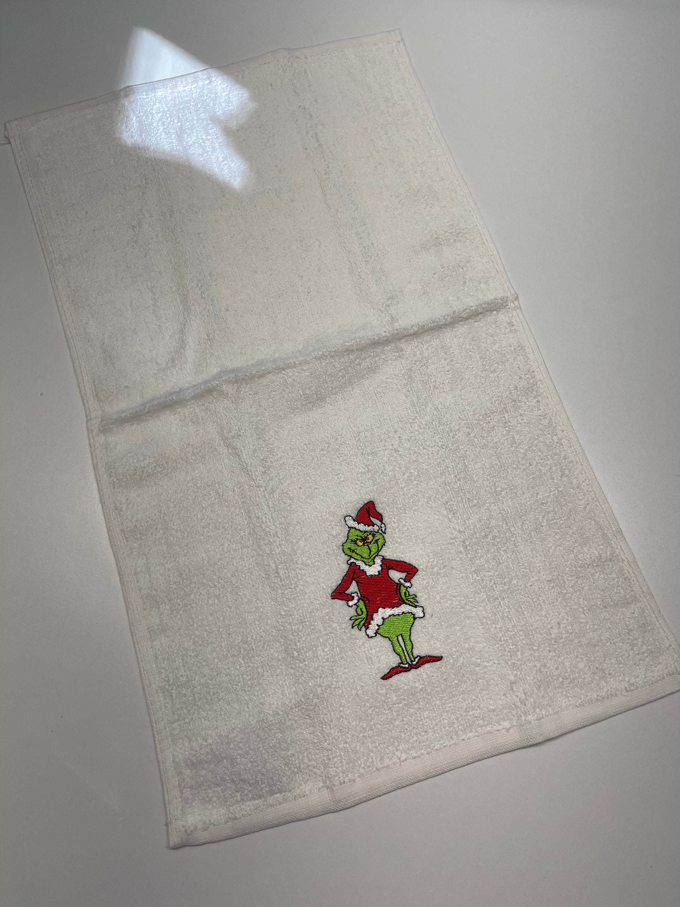 Grinch Embroidered Tea Towels - Etsy