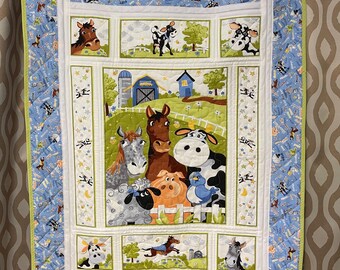 Barnyard Blues Baby Quilt - Etsy