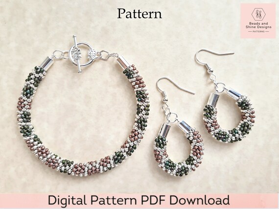 Kumihimo Pattern Beaded Bracelet and Earrings Digital - Etsy