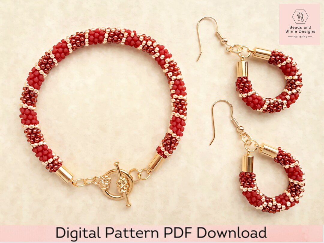 Kumihimo Pattern - Beaded Bracelet and Earrings Digital Download PDF 12 ...