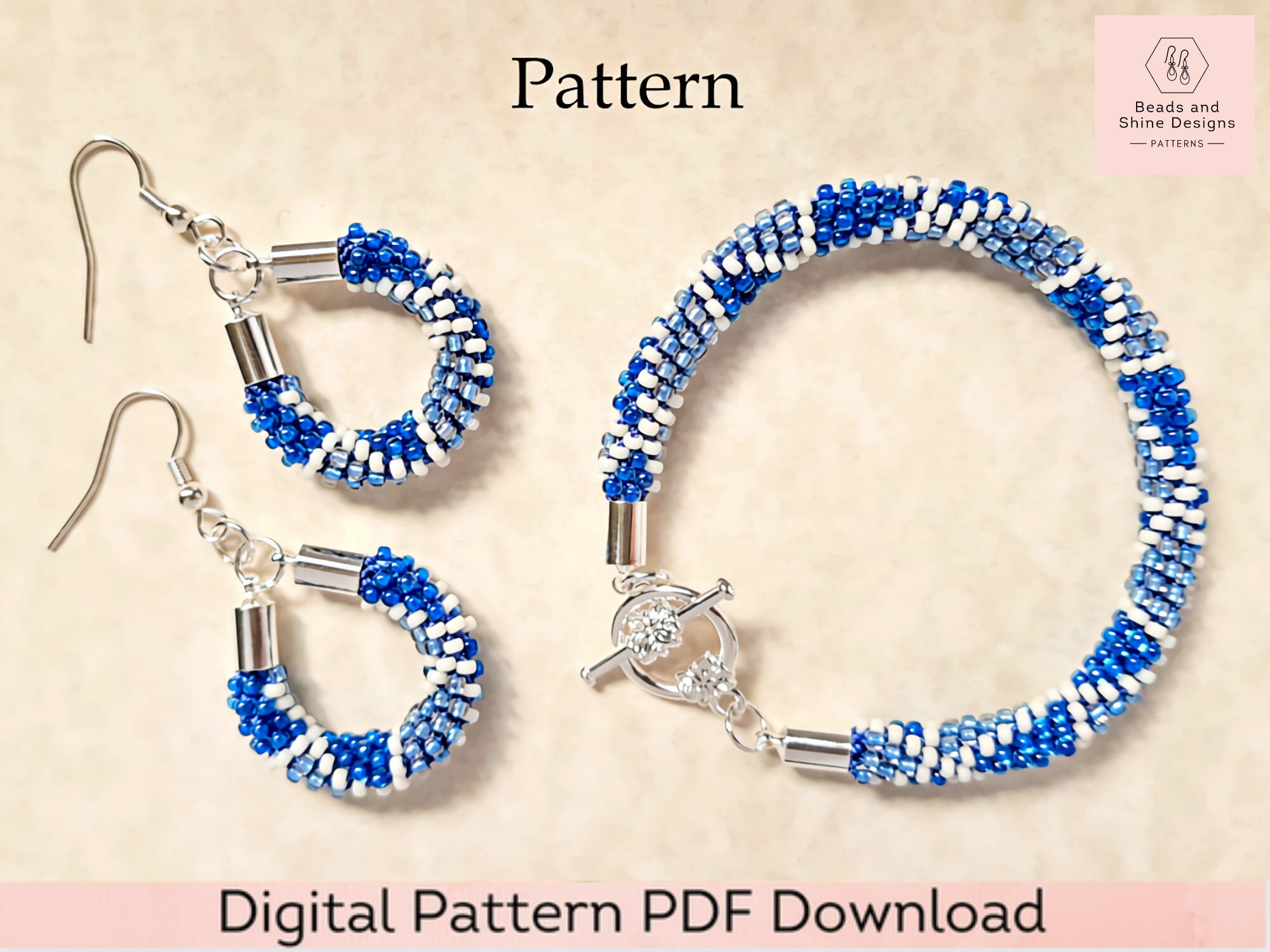 Kumihimo Pattern - Beaded Bracelet and Earrings Digital Download ...