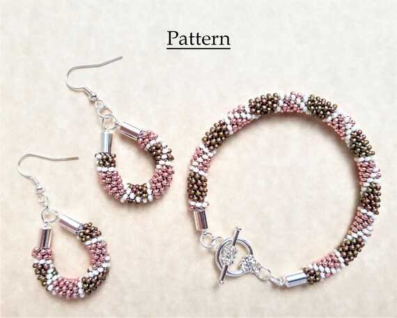 Kumihimo Pattern Beaded Bracelet and Earrings Digital | Etsy