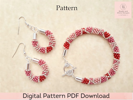 Kumihimo Pattern Beaded Bracelet and Earrings Digital - Etsy