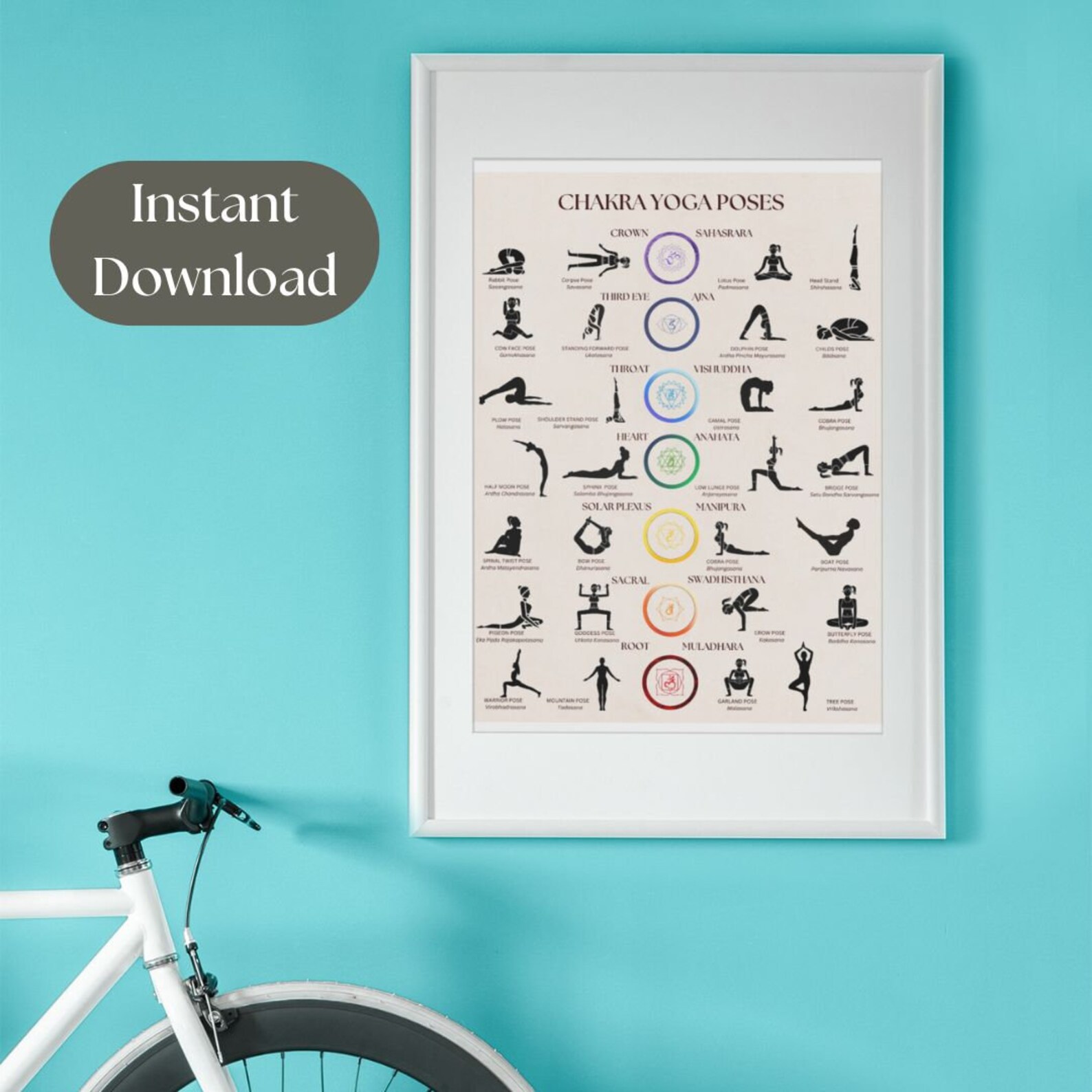 7 Chakras Yoga Poses Wall Art, Chakra Art, Yoga Art, Meditation Art ...