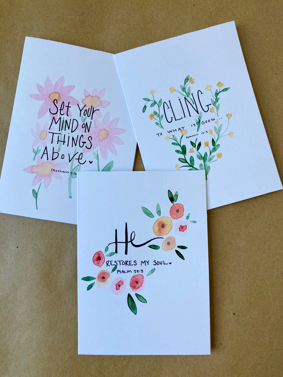 3 Pack Watercolor Encouragement Cards - Etsy