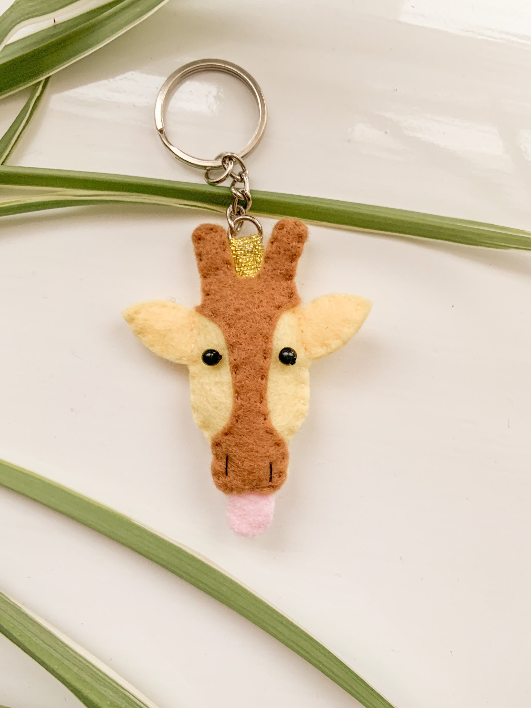 Giraffe keychain giraffe keyring felt giraffe | Etsy
