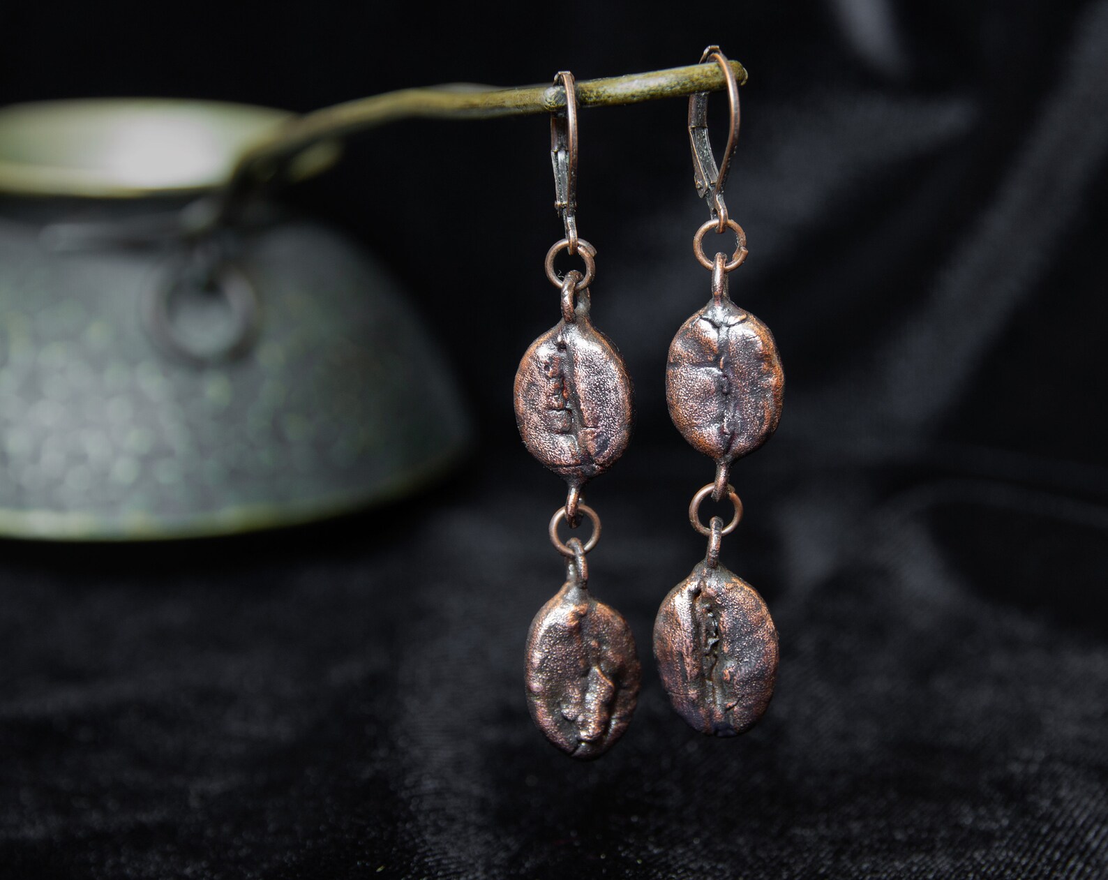 Real Coffee Beans Long Earrings Hipster Funky Jewelry Birthday - Etsy