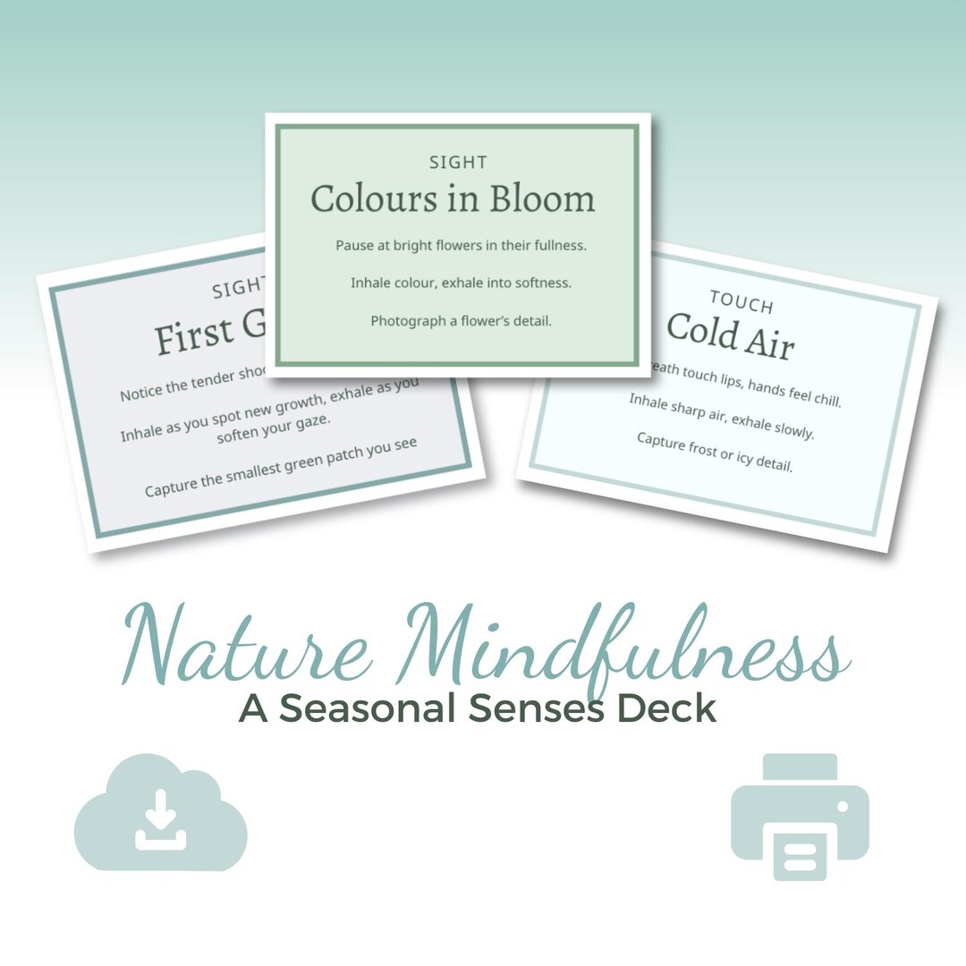 Nature Mindfulness – Printable Seasonal Senses Deck, 52 Cards for ...