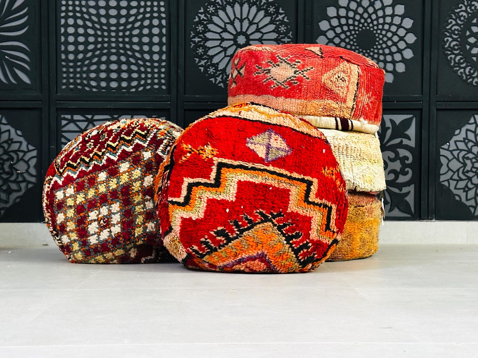 Kilim Pouf, Multi Color Moroccan Pouf, Vintage Pouf, Beni Ouarain Pouf ...