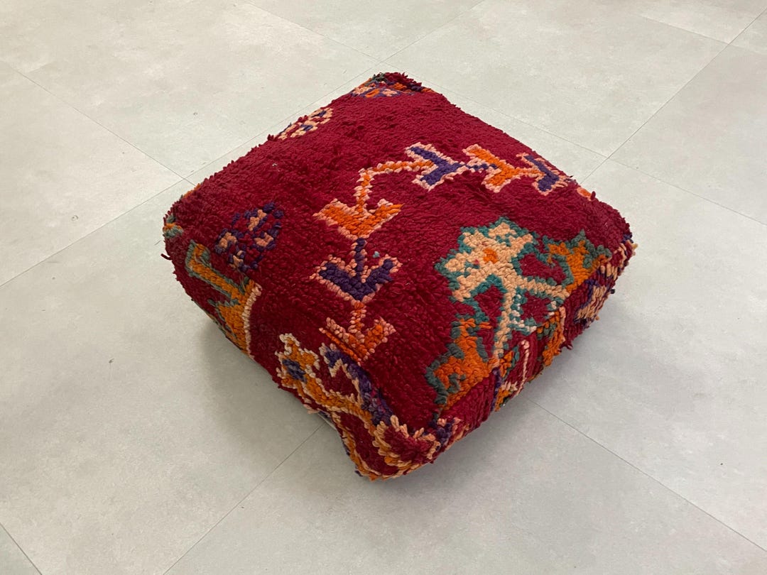 Morocco Kilim Pouf, Outdoor Furniture Pouf, Vintage Moroccan Ottoman ...