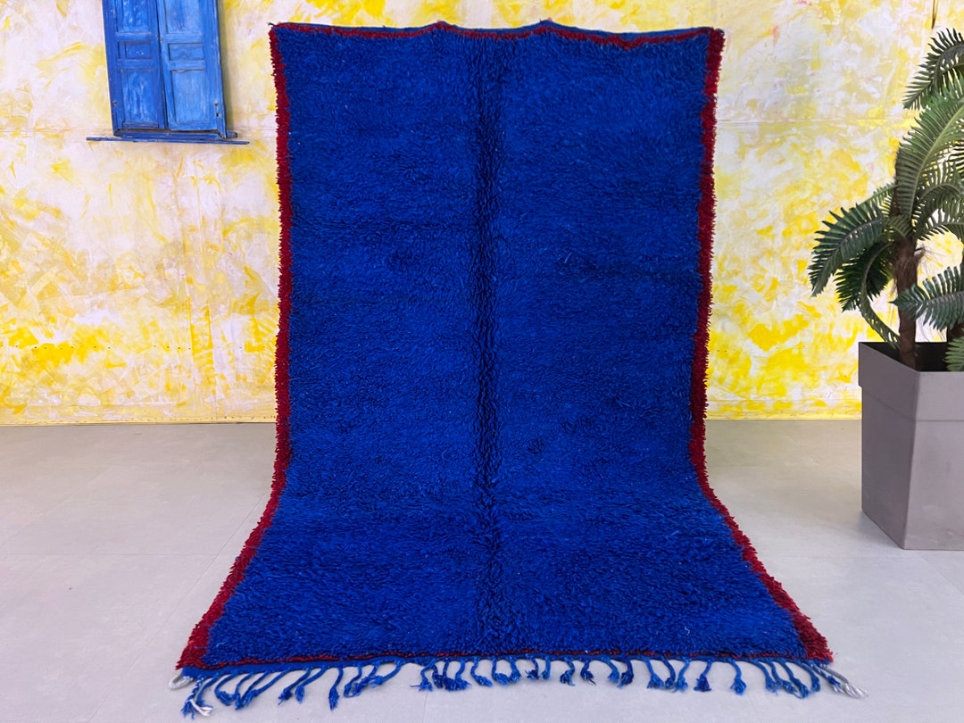 Vintage Blue Rug 5.6 FT X 9.0 FT, Vintage Boujad Rug, Morocco Rug ...