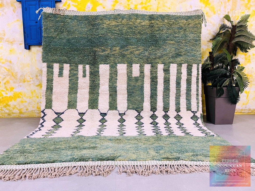 Contemporary Green Rug, Moroccan Rug, Custom Area Rug, Berber Rug, Beni ...