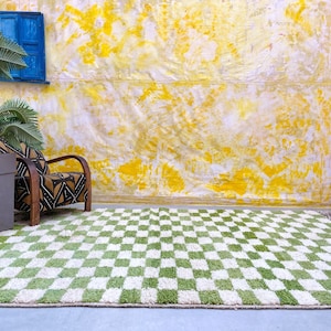 Green Checkered Rug Handmade Moroccan Shag Rug - Etsy