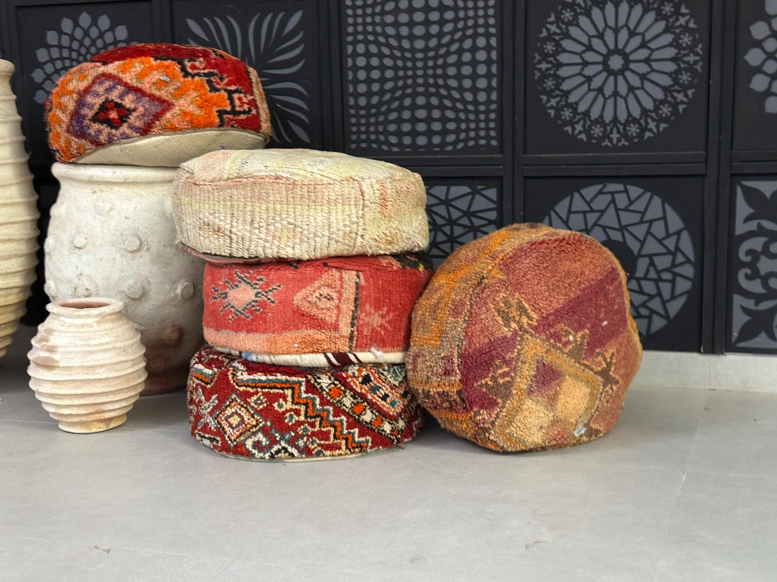 Kilim Pouf, Multi Color Moroccan Pouf, Vintage Pouf, Beni Ouarain Pouf ...