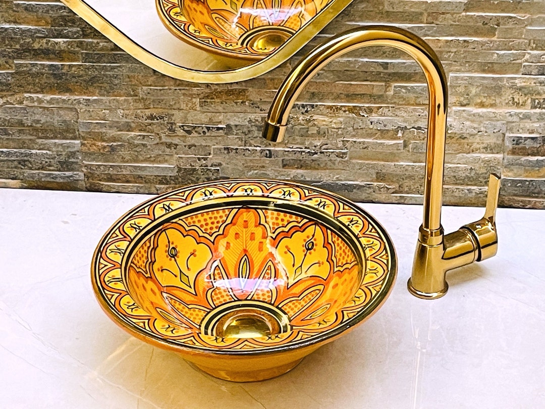 Hand Painted Vessel Sink, Sink Bowls, Hand Painted Ceramic Sink, Hand ...