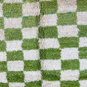 Green Checkered Rug Handmade Moroccan Shag Rug - Etsy