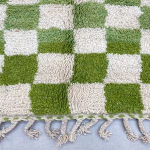 Green Checkered Rug Handmade Moroccan Shag Rug - Etsy